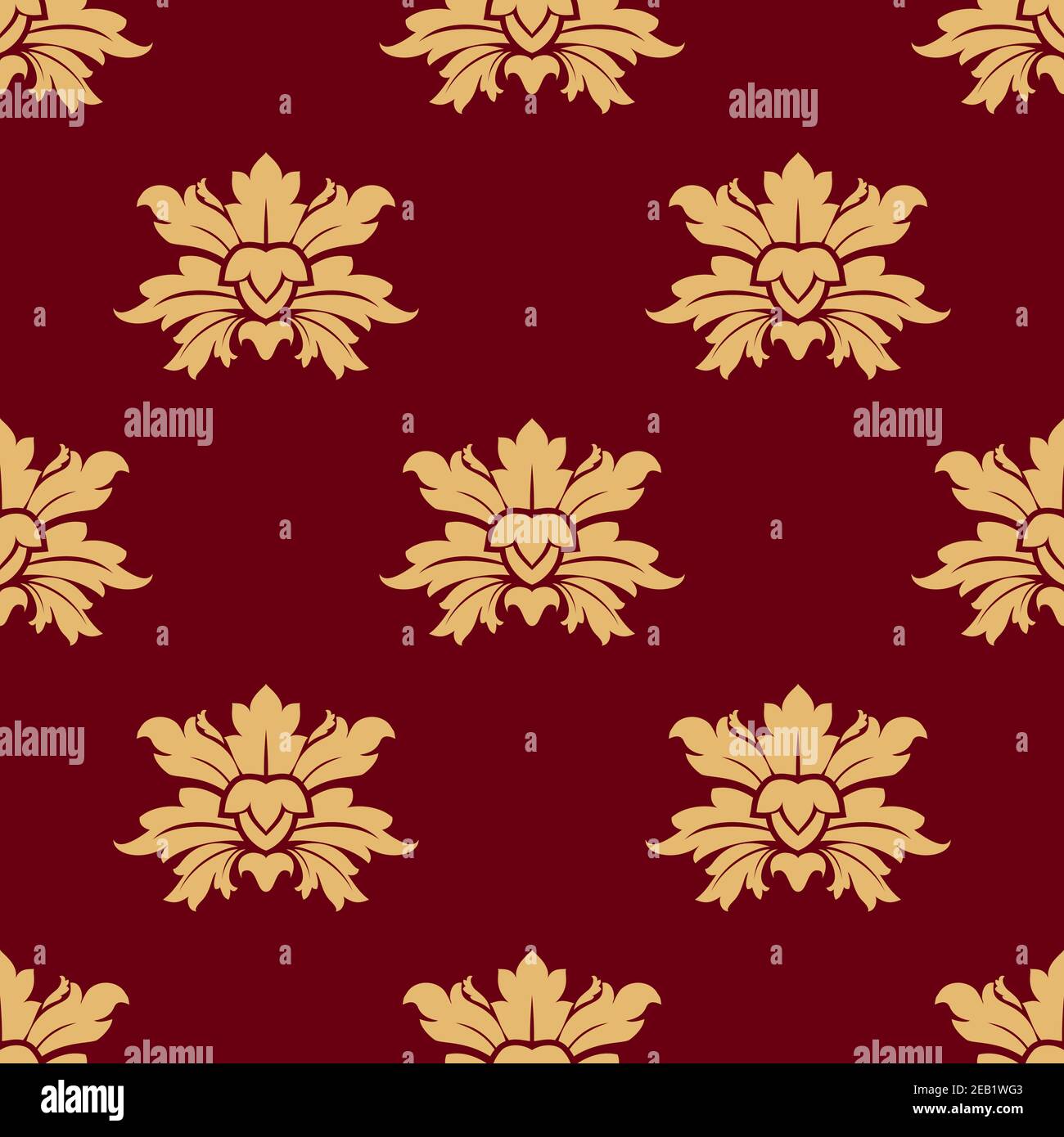 Abstract curly yellow flowers with tender buds and bold petals seamless ...
