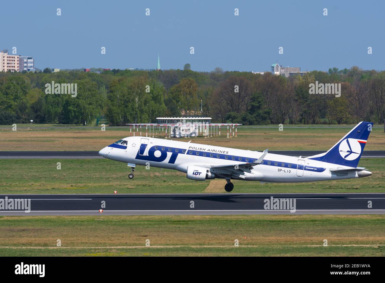 Berlin Germany - April 21. 2018: LOT Polish airlines Embraer 175 jet ...