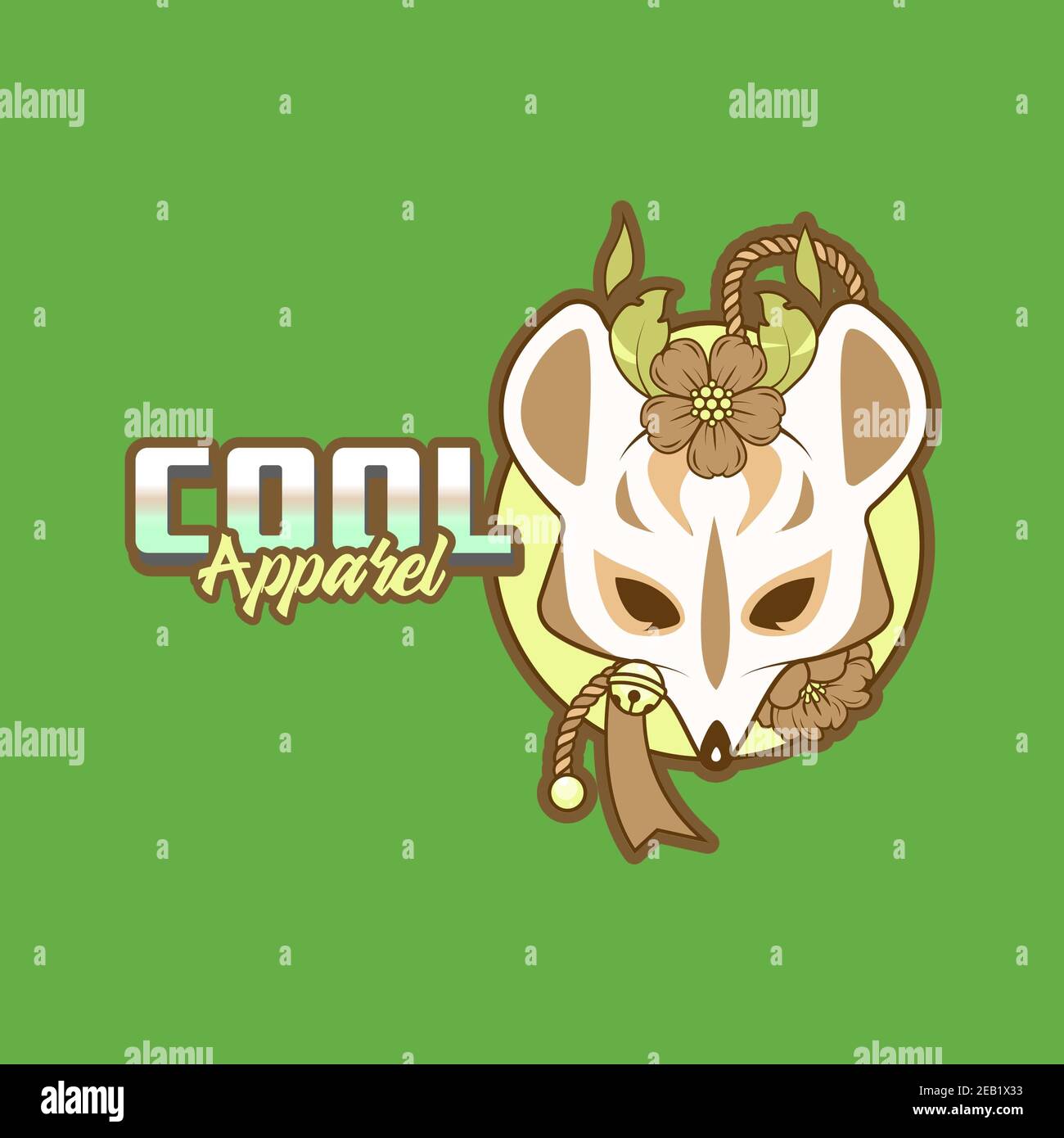 Illustrated Logo For An Apparel Brand Featuring A Japanese Fox Mask ...