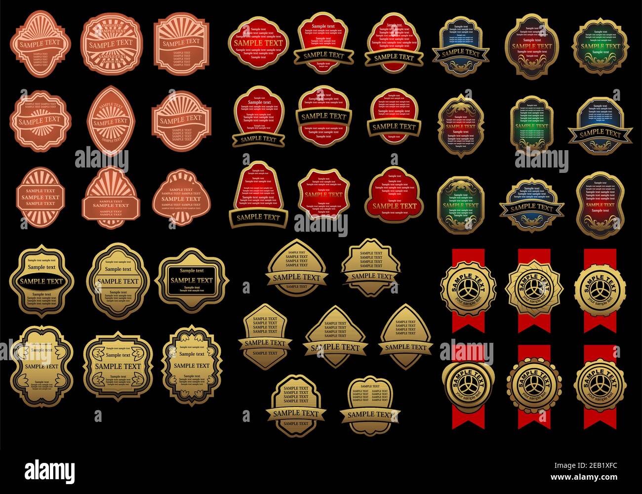 Luxury colorful label templates in retro style for food and beverages ...