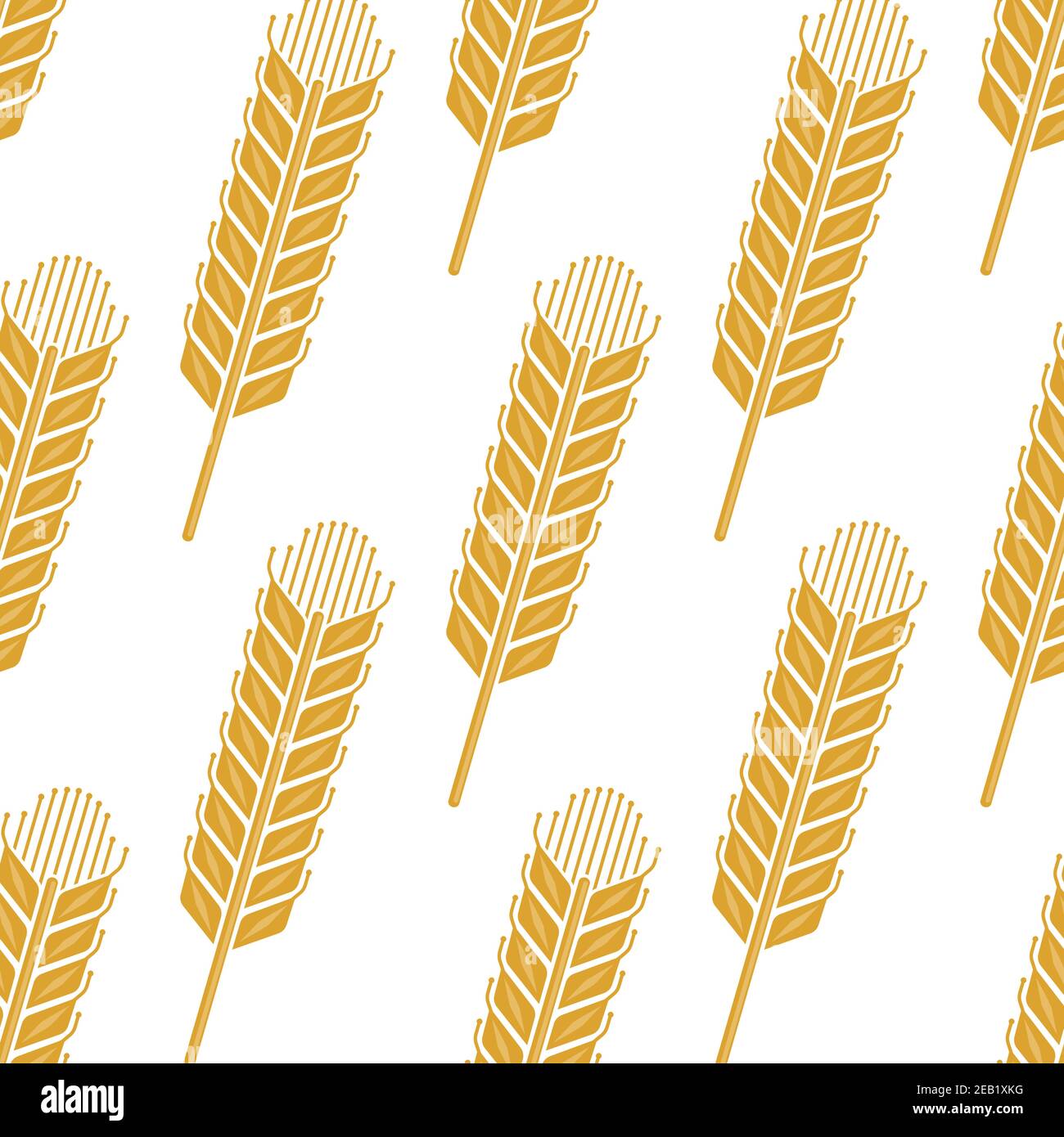 Cartoon cereal ears seamless pattern showing yellow wheat or barley ...