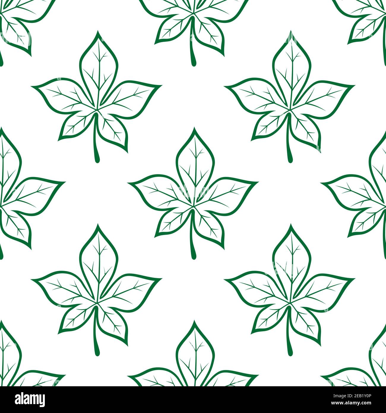 Green leaves square seamless pattern with outline silhouettes for ...