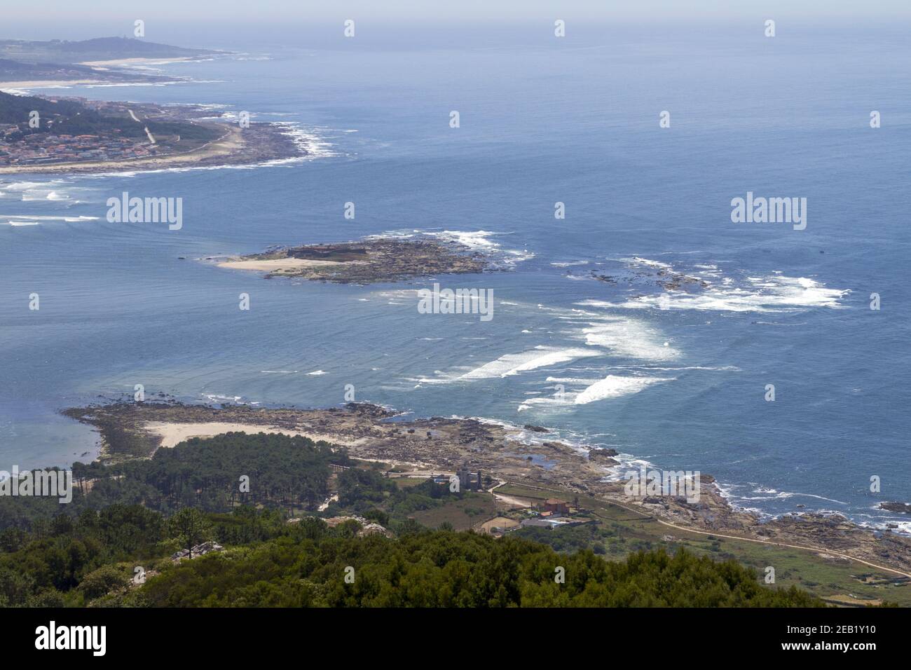 Beautiful scenery of the Minho river in Galicia as a border between ...