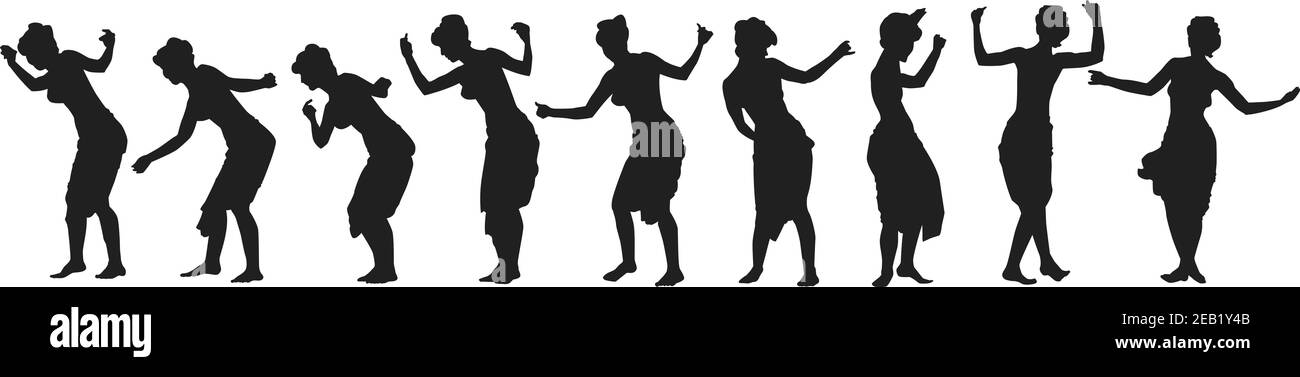 Motion study of woman dancing in nine poses hi-res stock photography ...