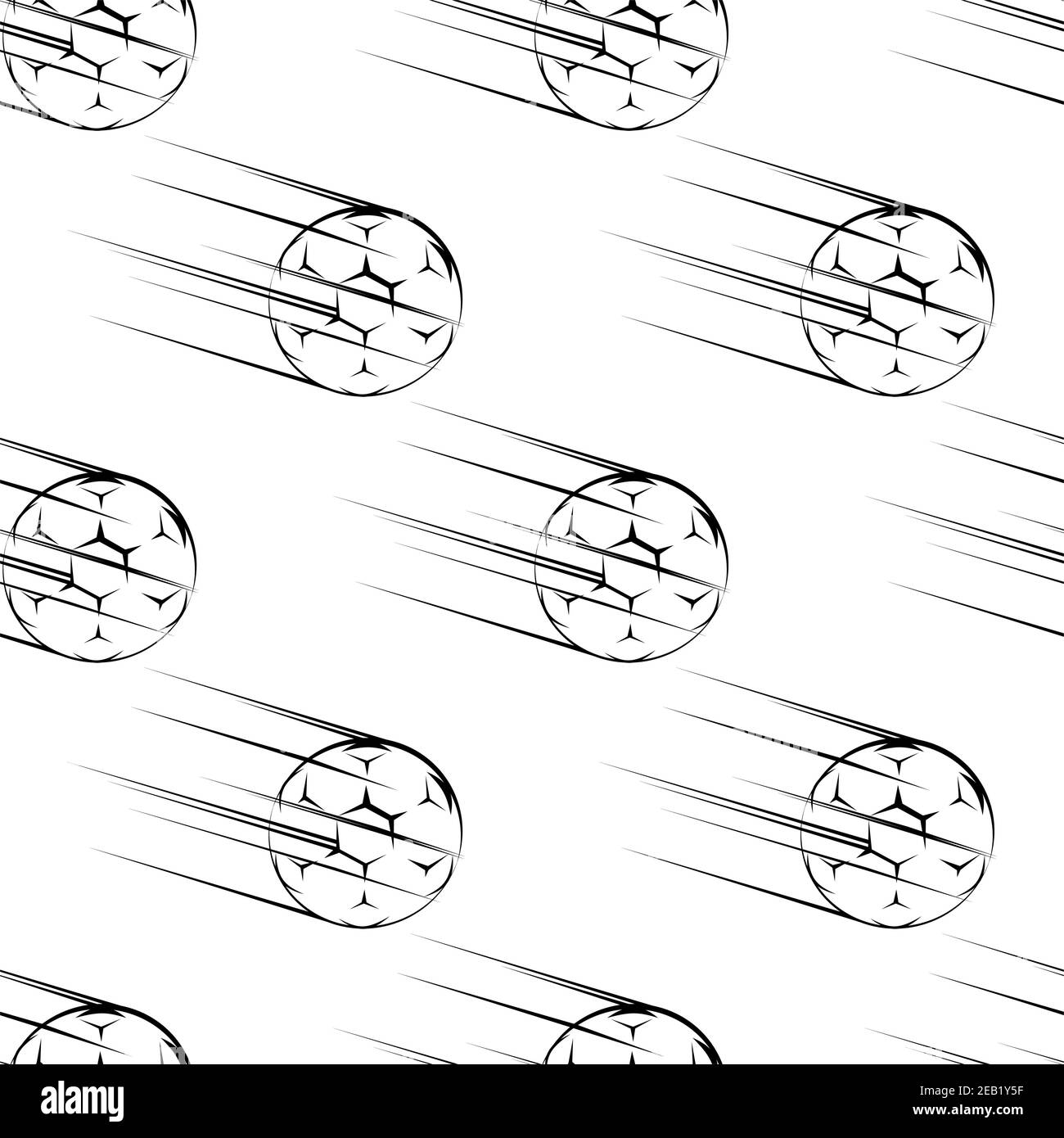 Seamless pattern of flying football balls with motion trails in doodle ...