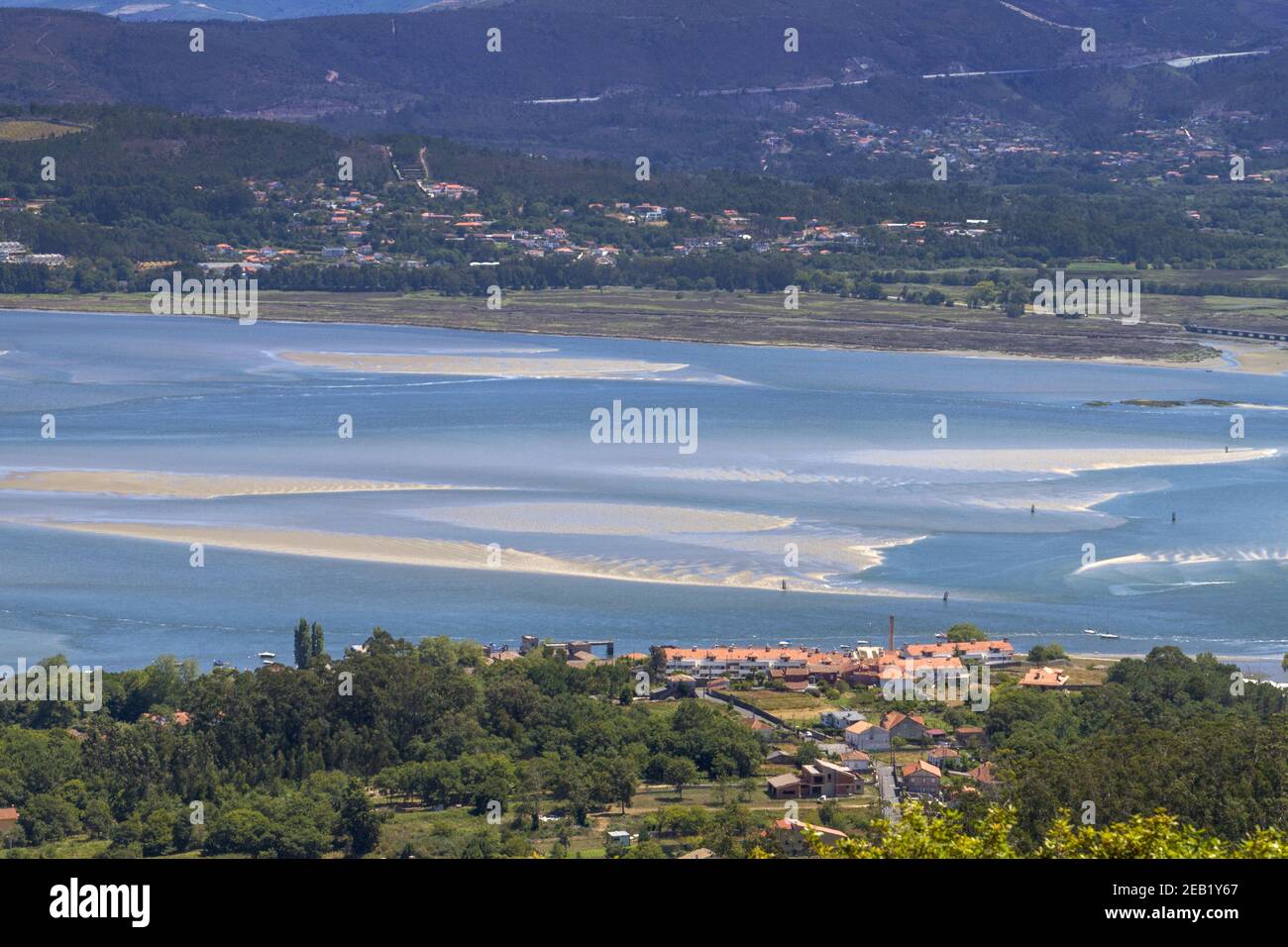 Beautiful scenery of the Minho river in Galicia as a border between ...
