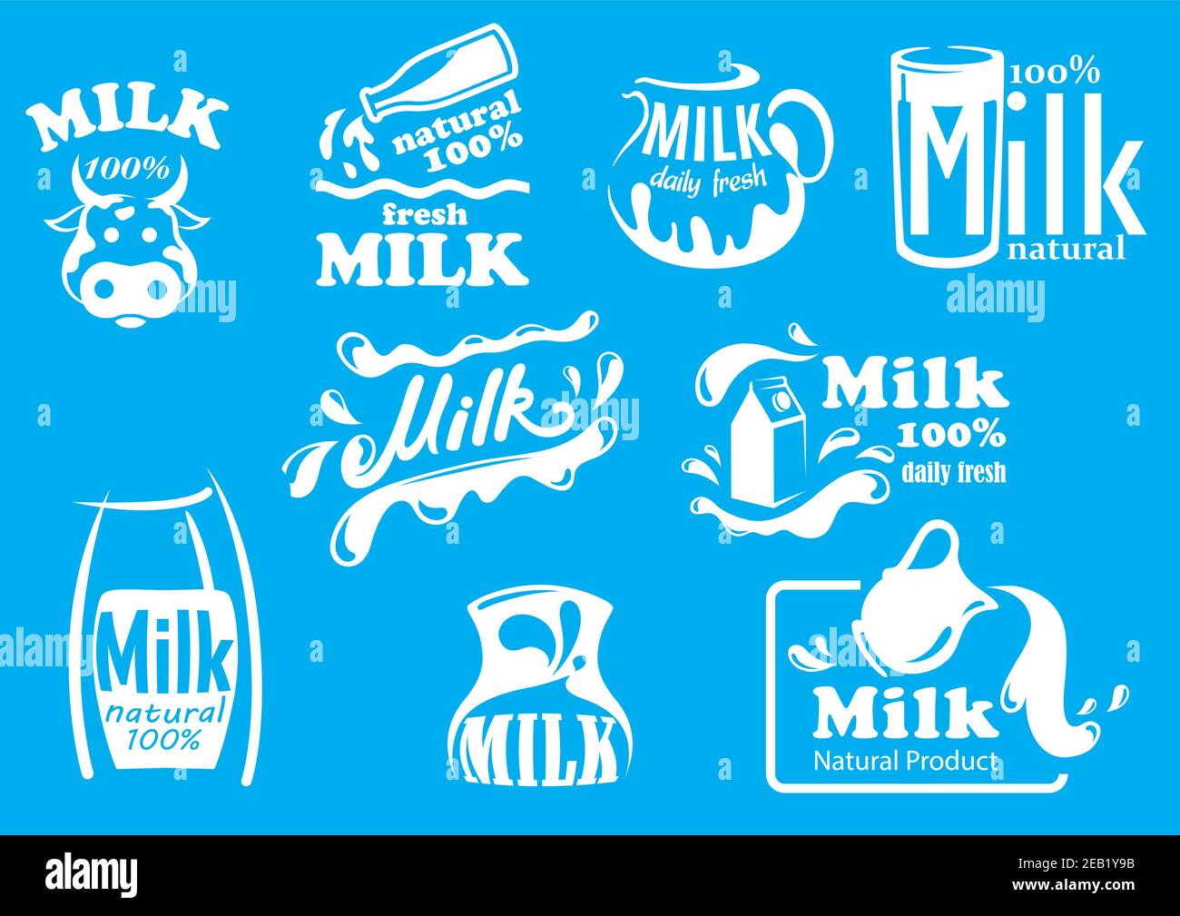 Dairy and milk produsts and symbols for fresh natural food design Stock ...