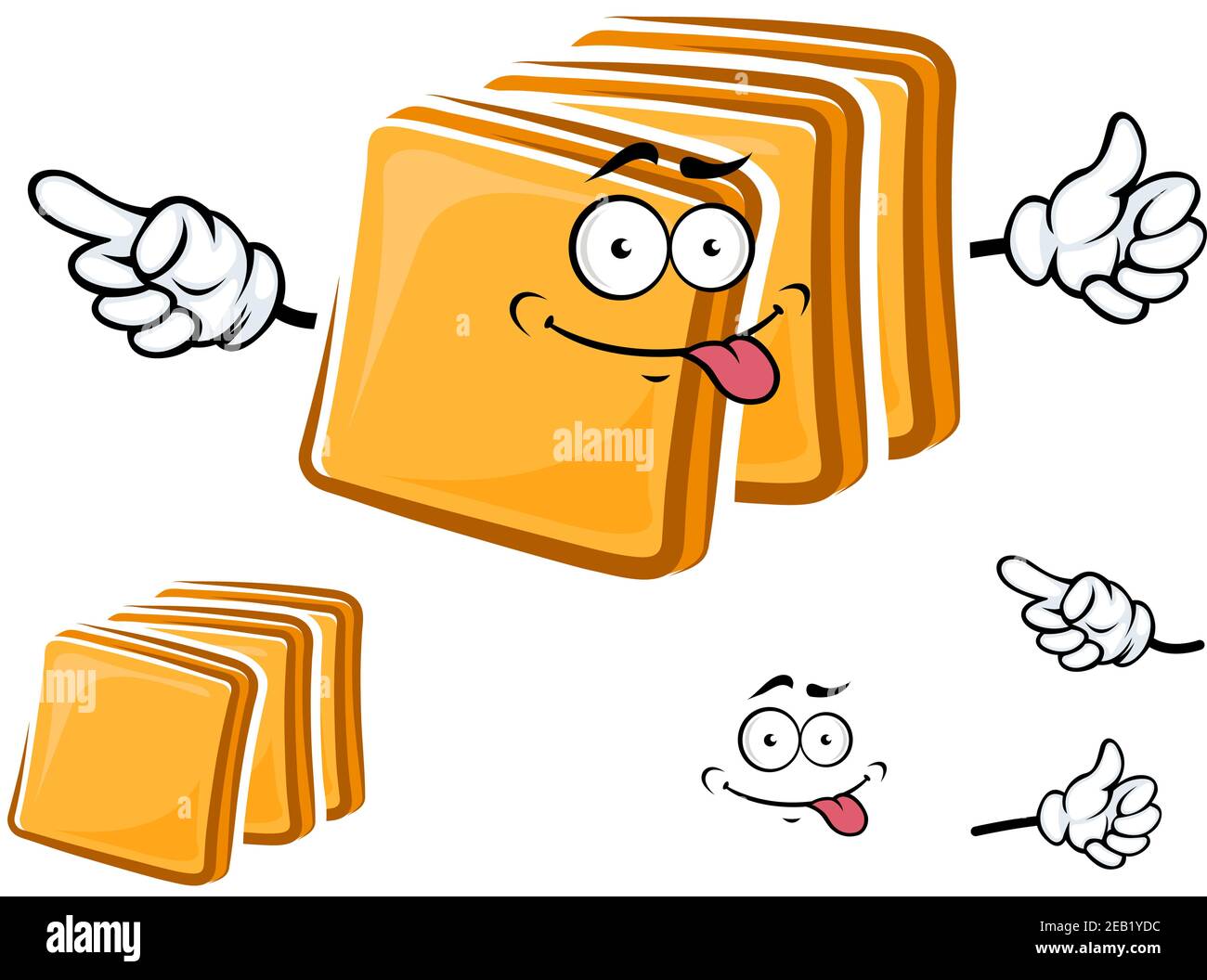 Happy cartoon sliced toasts of white bread with a protruding tongue and ...