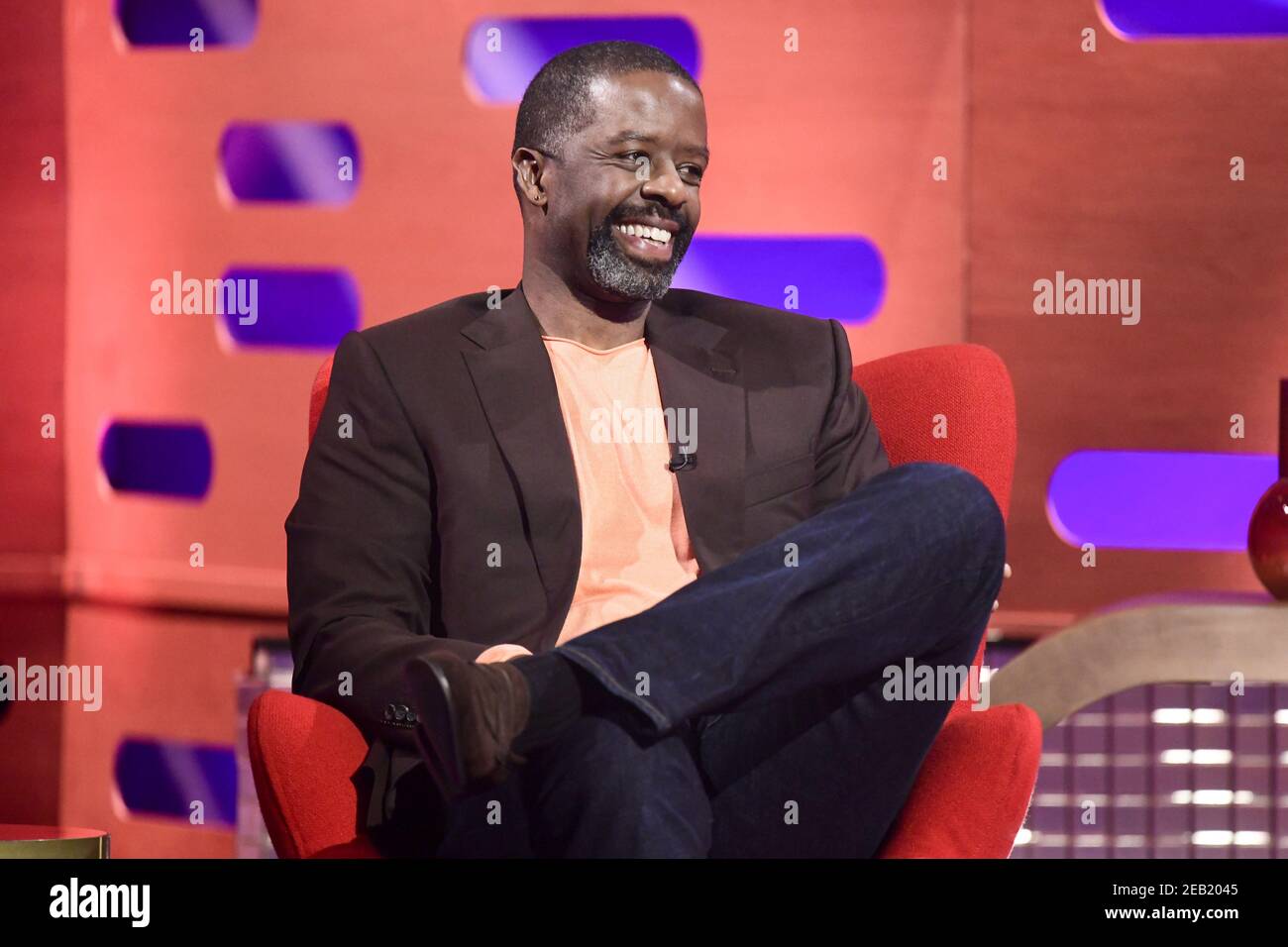 EDITORIAL USE ONLY Adrian Lester during filming for the Graham Norton ...