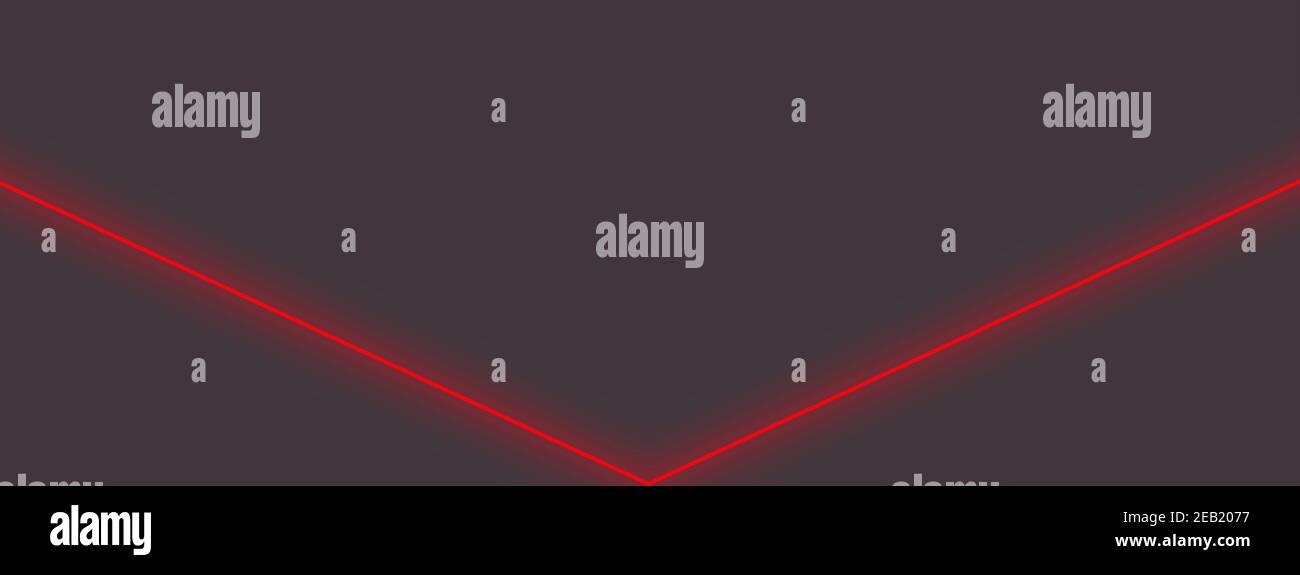 Abstract dark background with red neon line. Geometric neon light ...