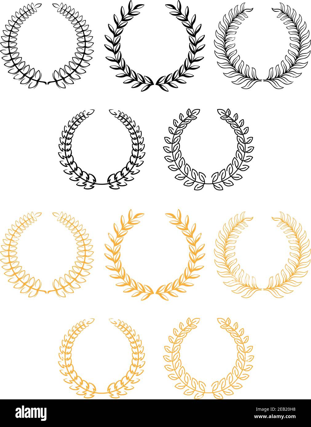 Ccircular laurel wreaths in two color variants suitable for heraldry ...