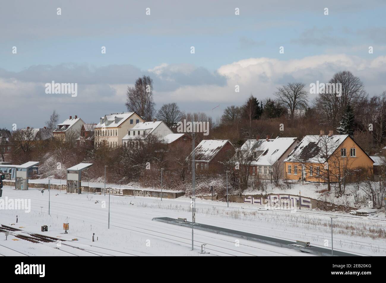 Snowy winter day in town of Naestved in Denmark Stock Photo - Alamy