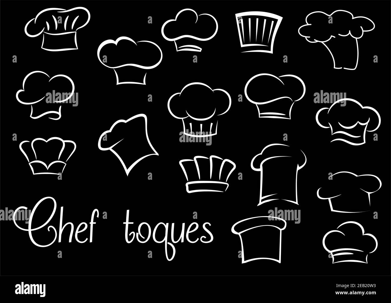 Various of chef toques and baker hats in doodle sketch style isolated ...