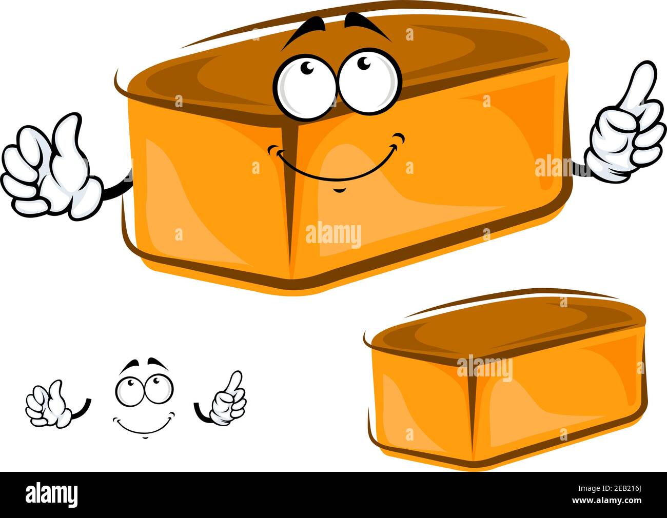 Cartoon funny loaf of white bread character with a happy smile and arms ...