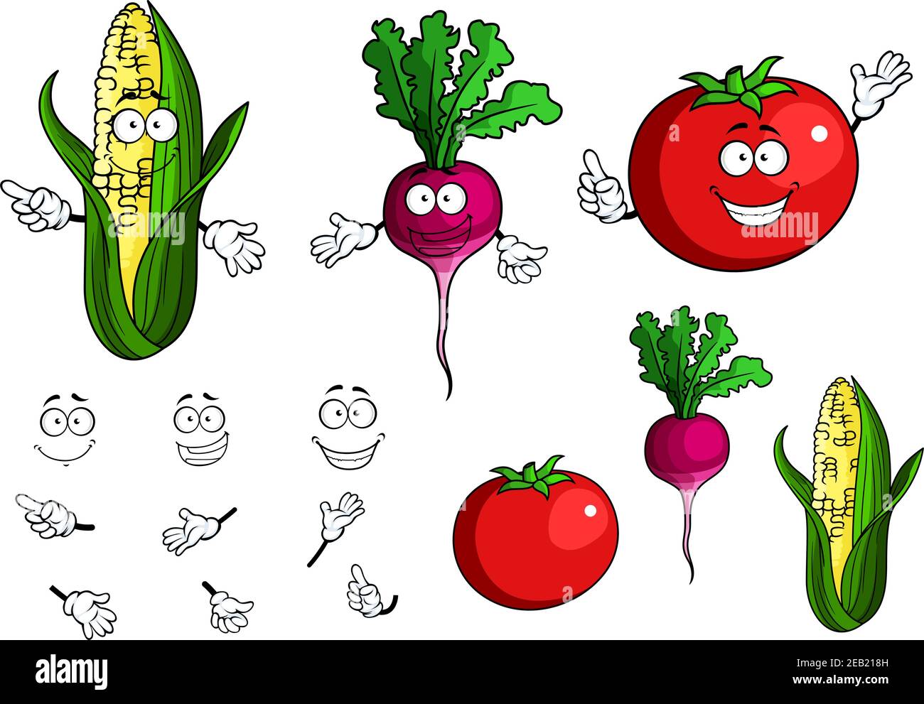 Cartoon Vegetables With Faces