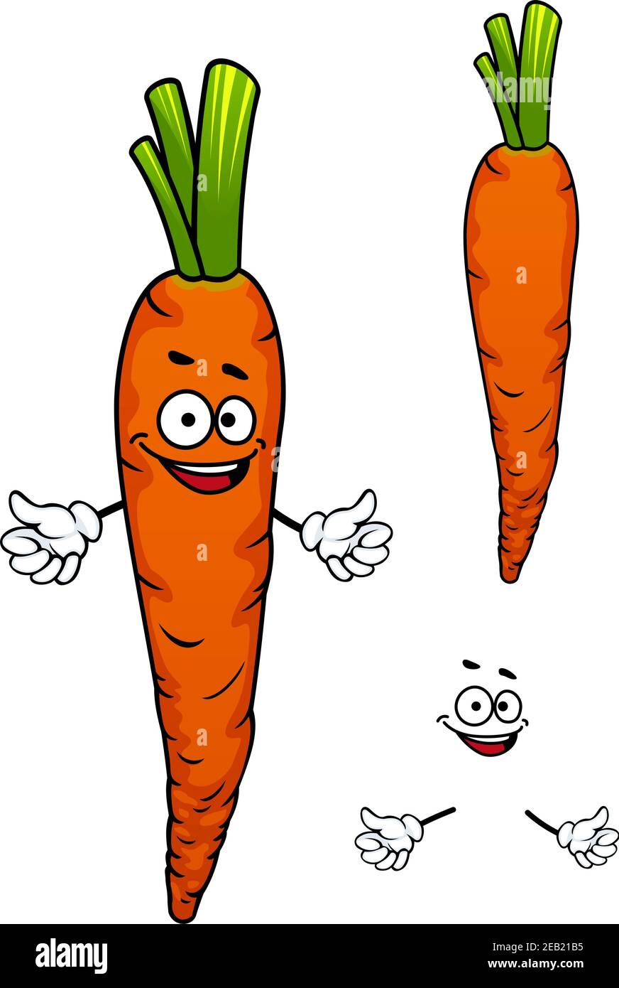 Colorful orange cartoon carrot vegetable character with a smiling face ...