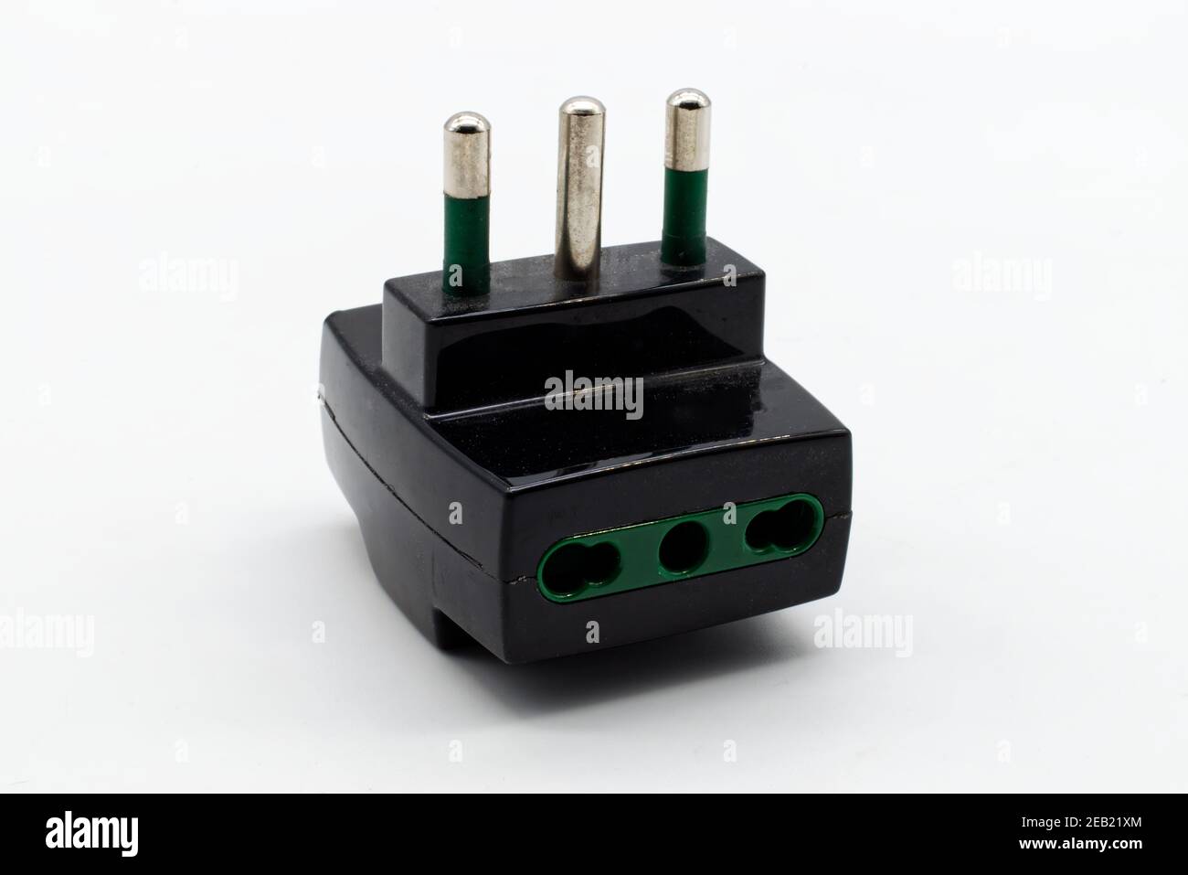 Black electric socket plug adapter on white background Stock Photo - Alamy