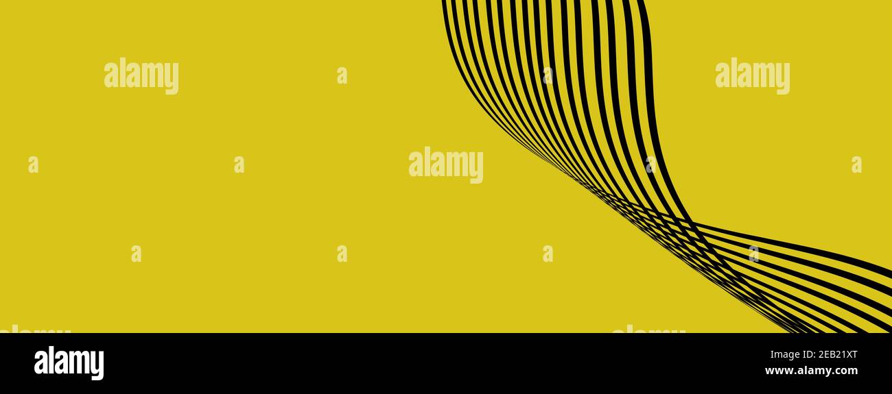 Abstract yellow wave element for design. Curved wavy line background ...