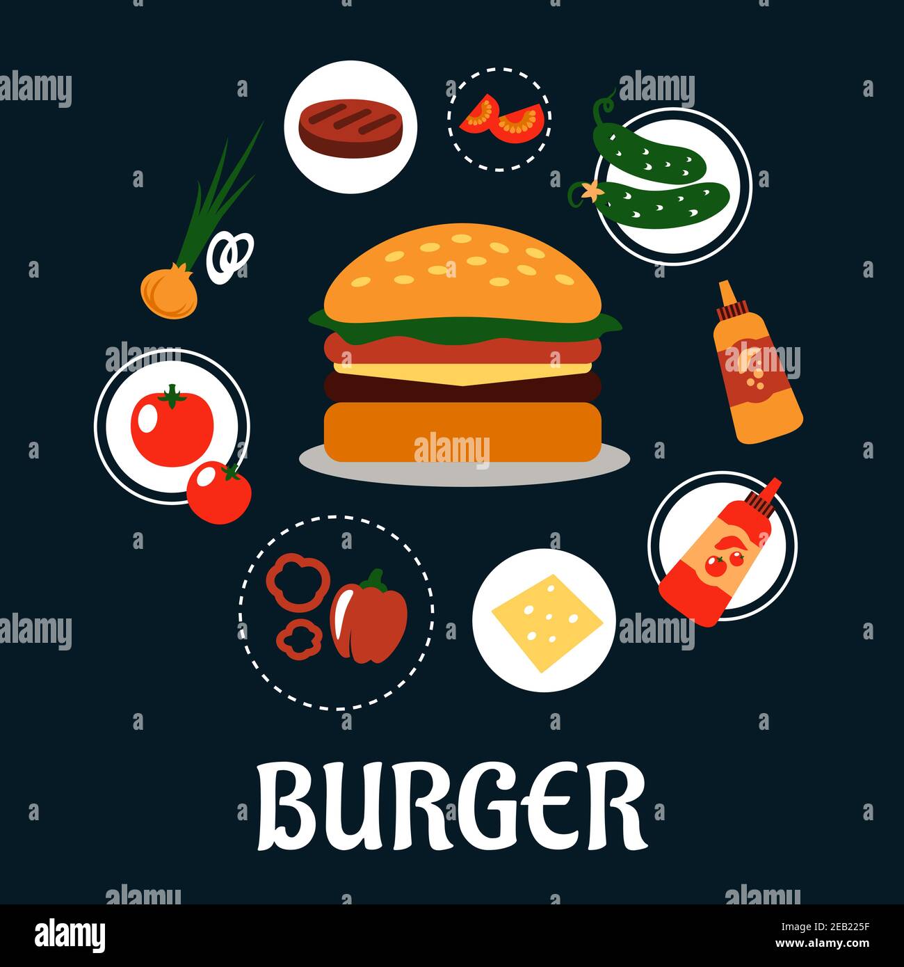 Burger ingredients restaurant menu background Stock Vector Images - Alamy