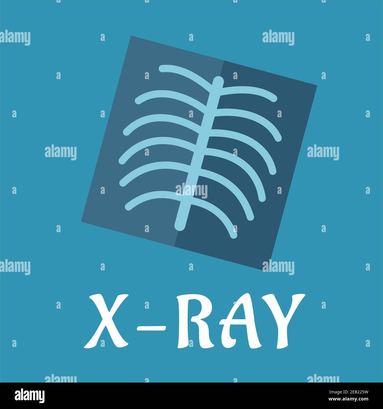 Blue medical flat x-ray icon with spine and ribs for medicine and ...