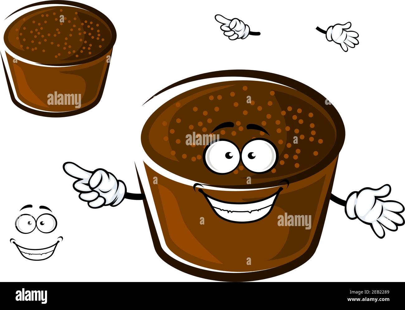 Cartoon rye bread character on white with happy face and hands isolated ...