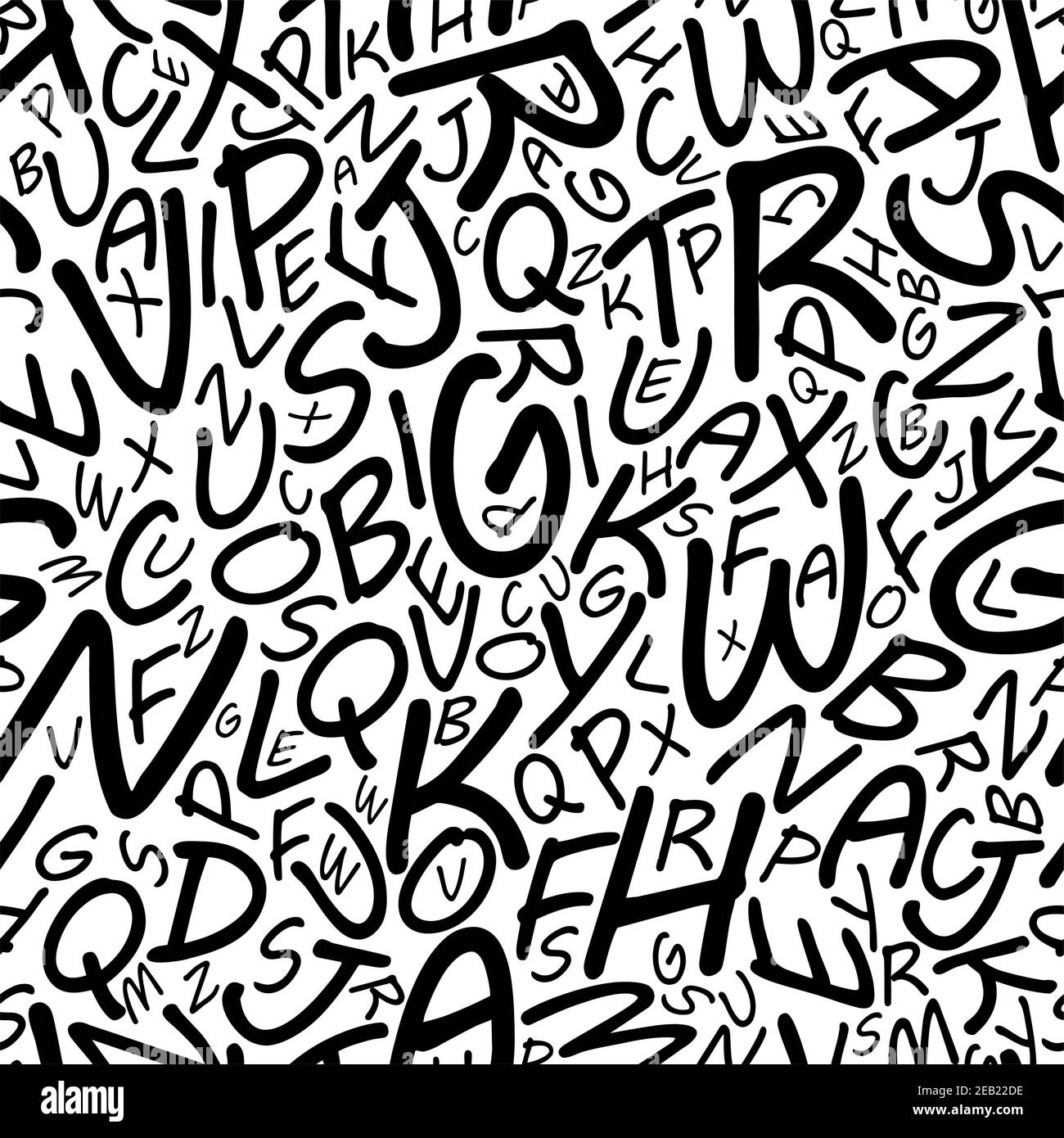 Black alphabet letters seamless pattern in a cartooned font for ...