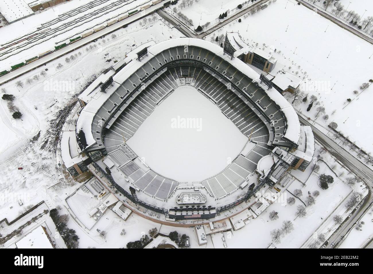 An aerial view of Guaranteed Rate Field, Sunday, Feb. 7, 2021, in ...