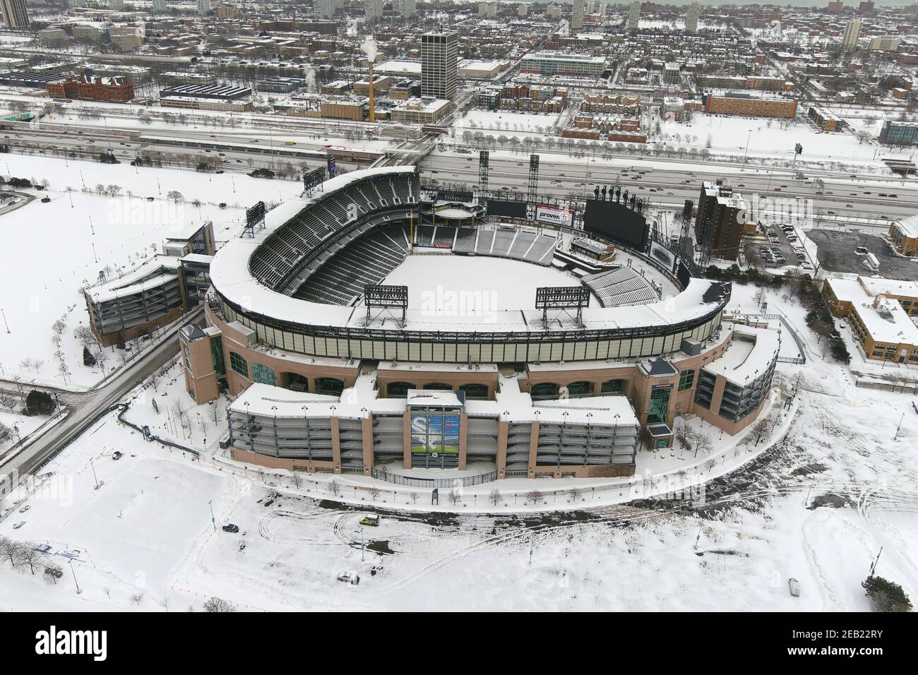 An aerial view of Guaranteed Rate Field, Sunday, Feb. 7, 2021, in ...