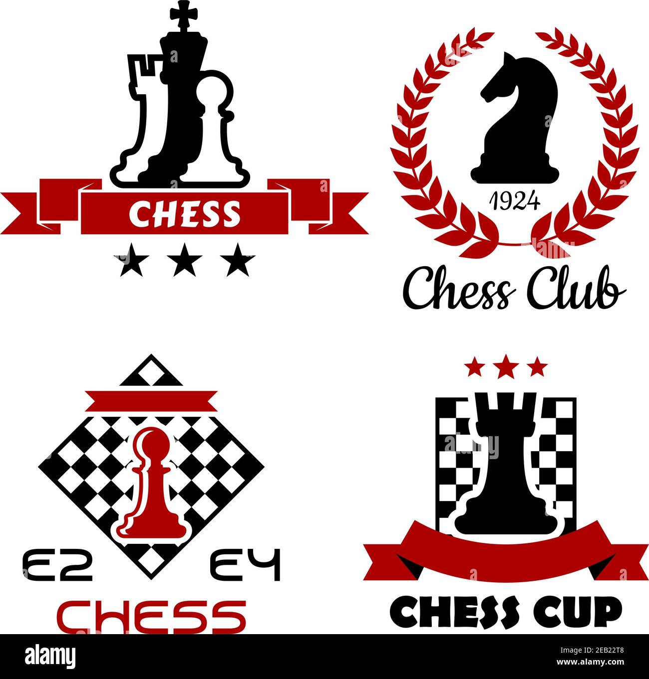 Black and red Chess cup, club and tournament symbols or emblems ...