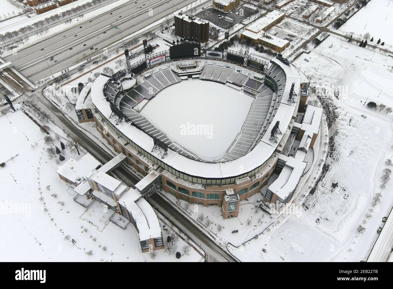 An aerial view of Guaranteed Rate Field, Sunday, Feb. 7, 2021, in ...