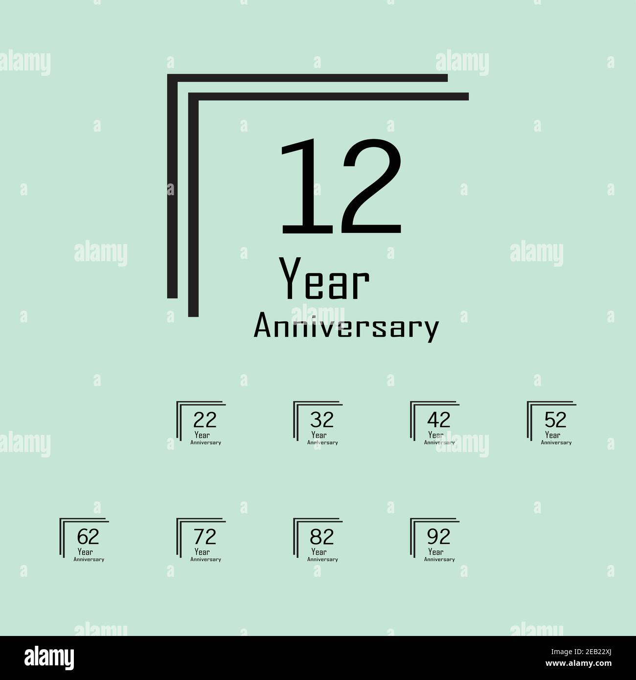 Set Anniversary Modern Stamp Seal for Birthday Wedding Party Stock ...