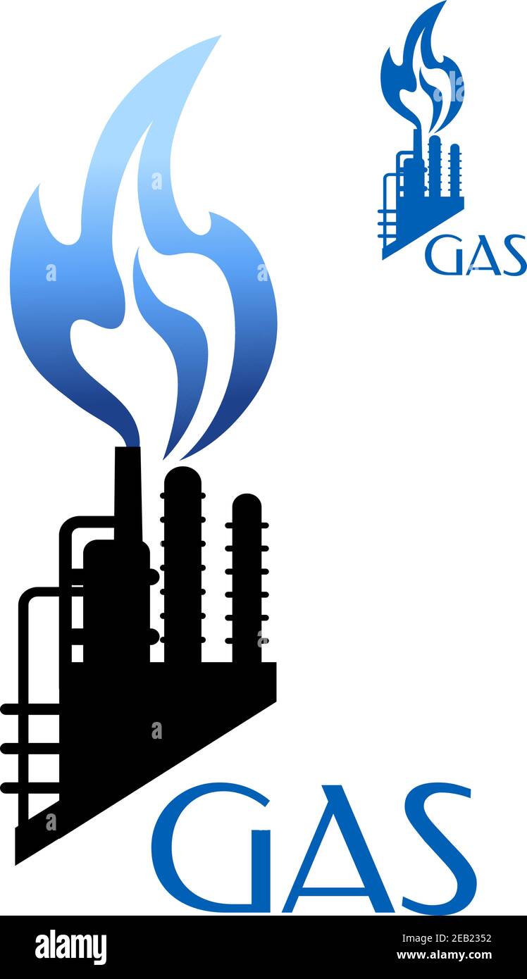 Gas and oil industry poster showing refinery or petrochemical factory ...