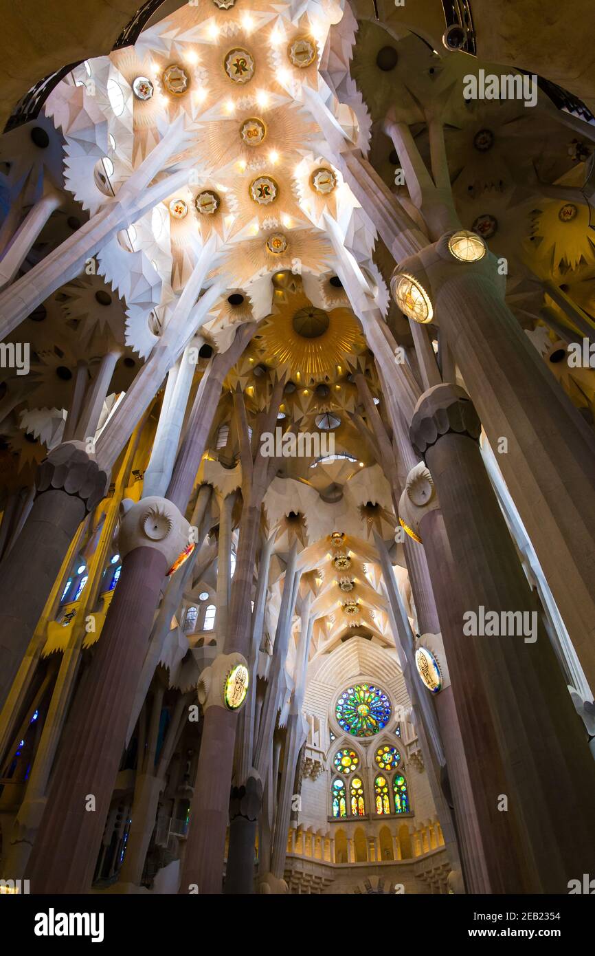 Interior of the passion facade sagrada familia hi-res stock photography ...