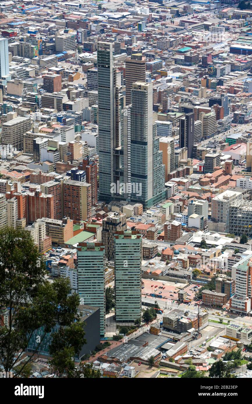 Panorama view on bogota city on sunny day from monserrate, LATAM ...