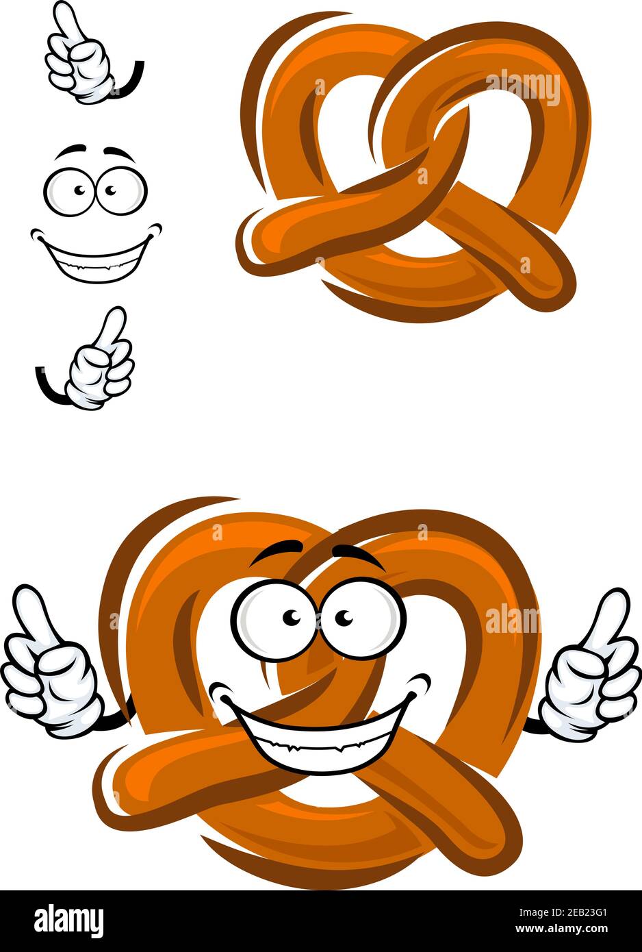 Bavarian crispy pretzel cartoon character with brown baked crust and ...