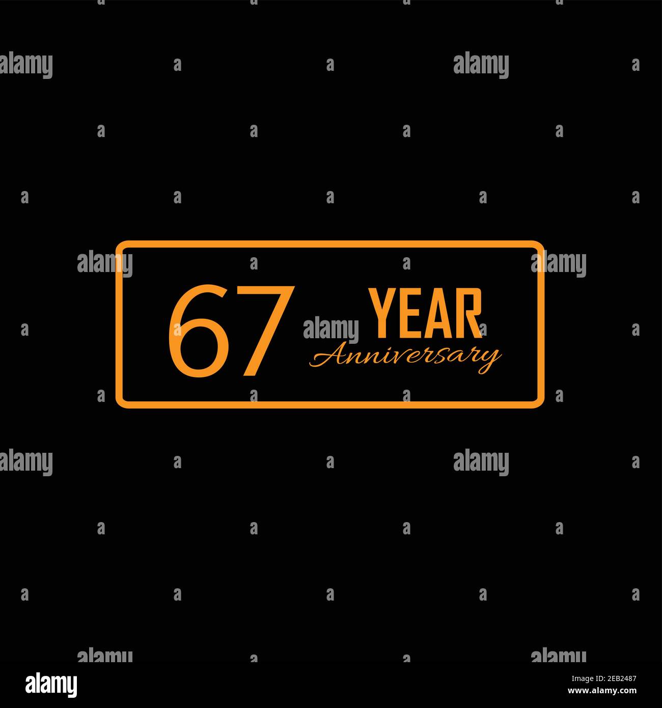 67 Happy year anniversary lettering text banner, black color. Vector ...