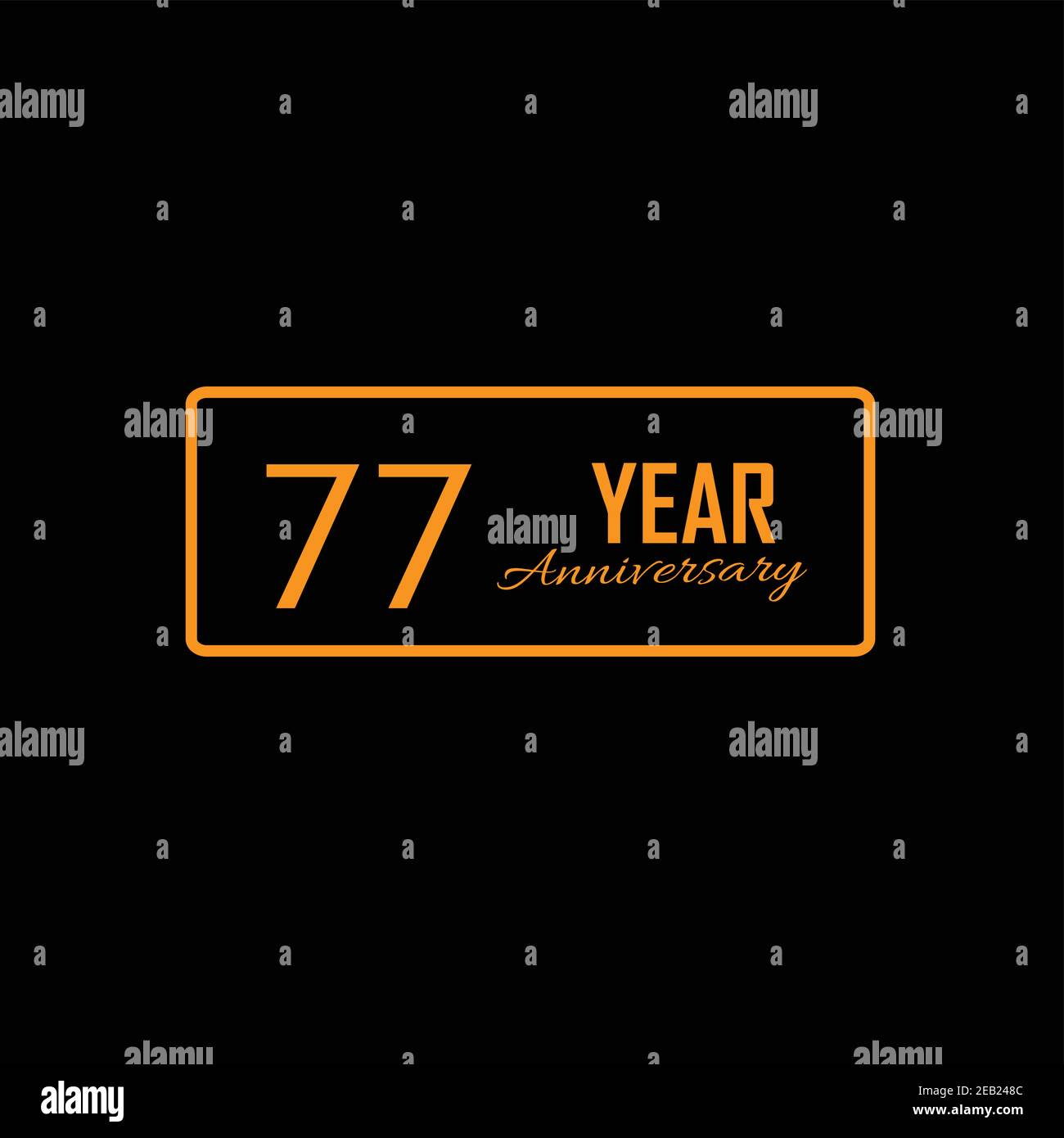 77 Happy year anniversary lettering text banner, black color. Vector ...