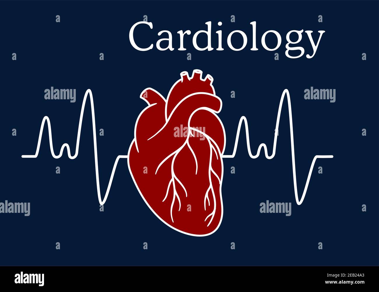 Red human heart with wave frequency for medical and cardiology concept ...