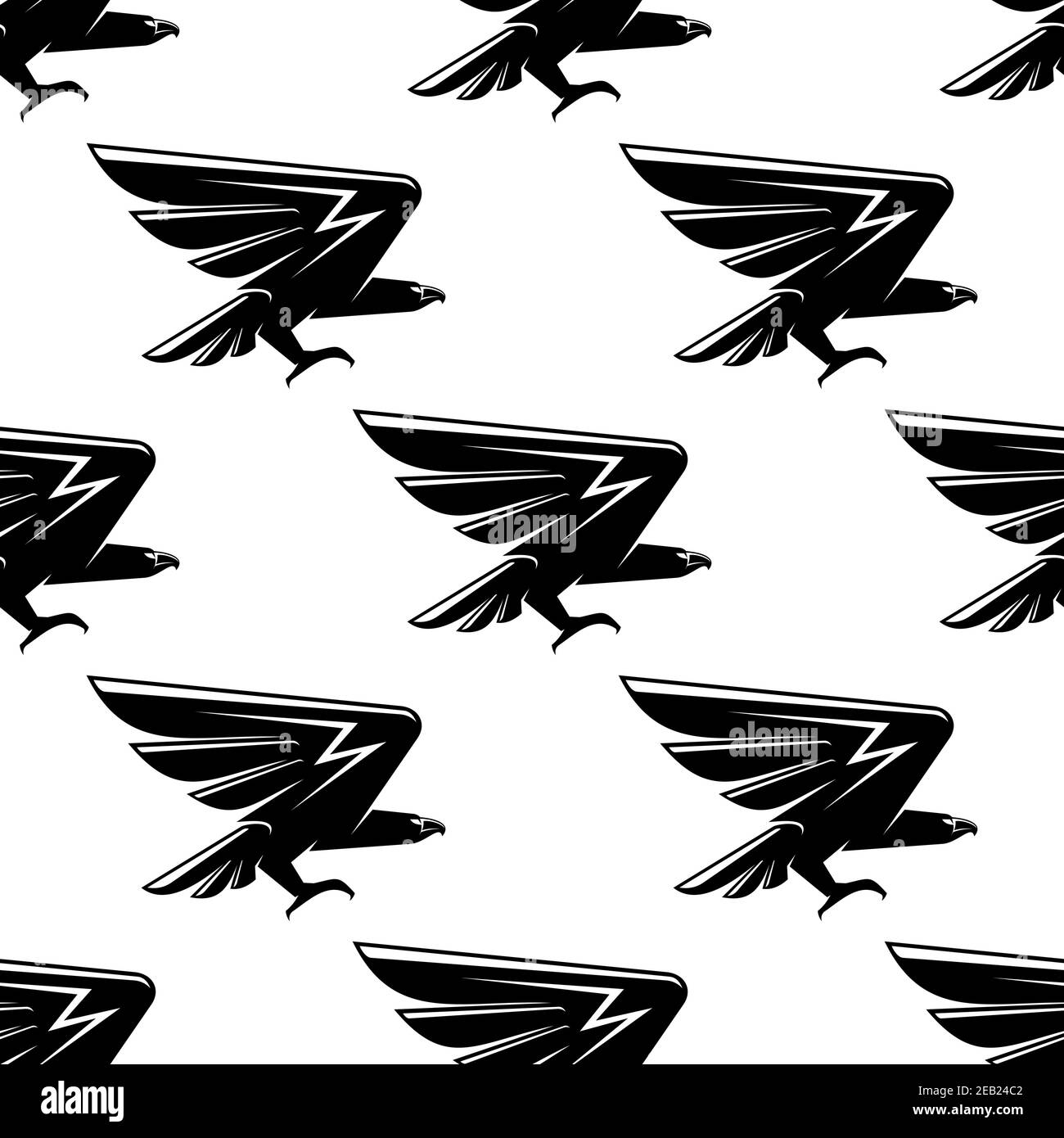 Seamless pattern with black hawks birds for heraldic or nobility design ...