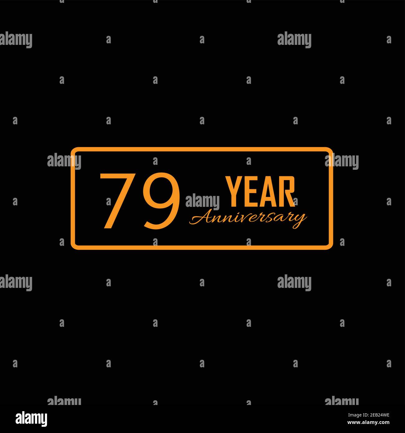 79 Happy year anniversary lettering text banner, black color. Vector ...