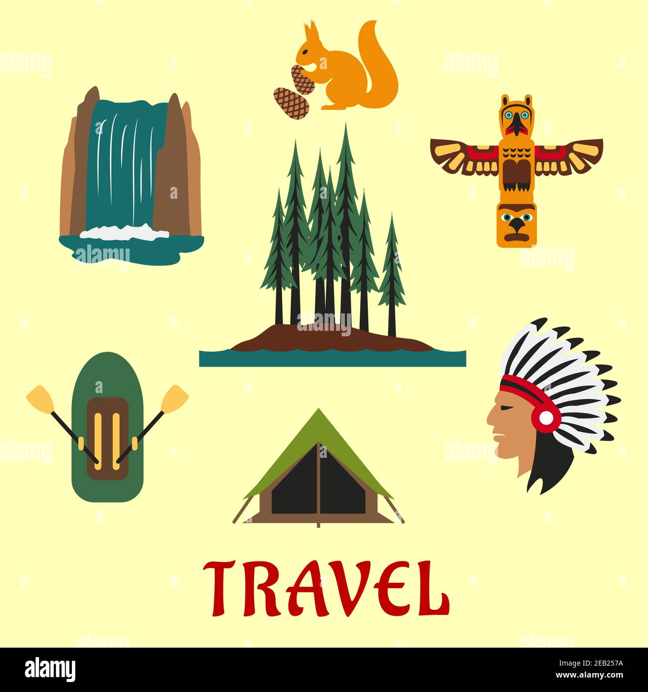 Travel concept for the Canadian or American wilderness with a rubber ...