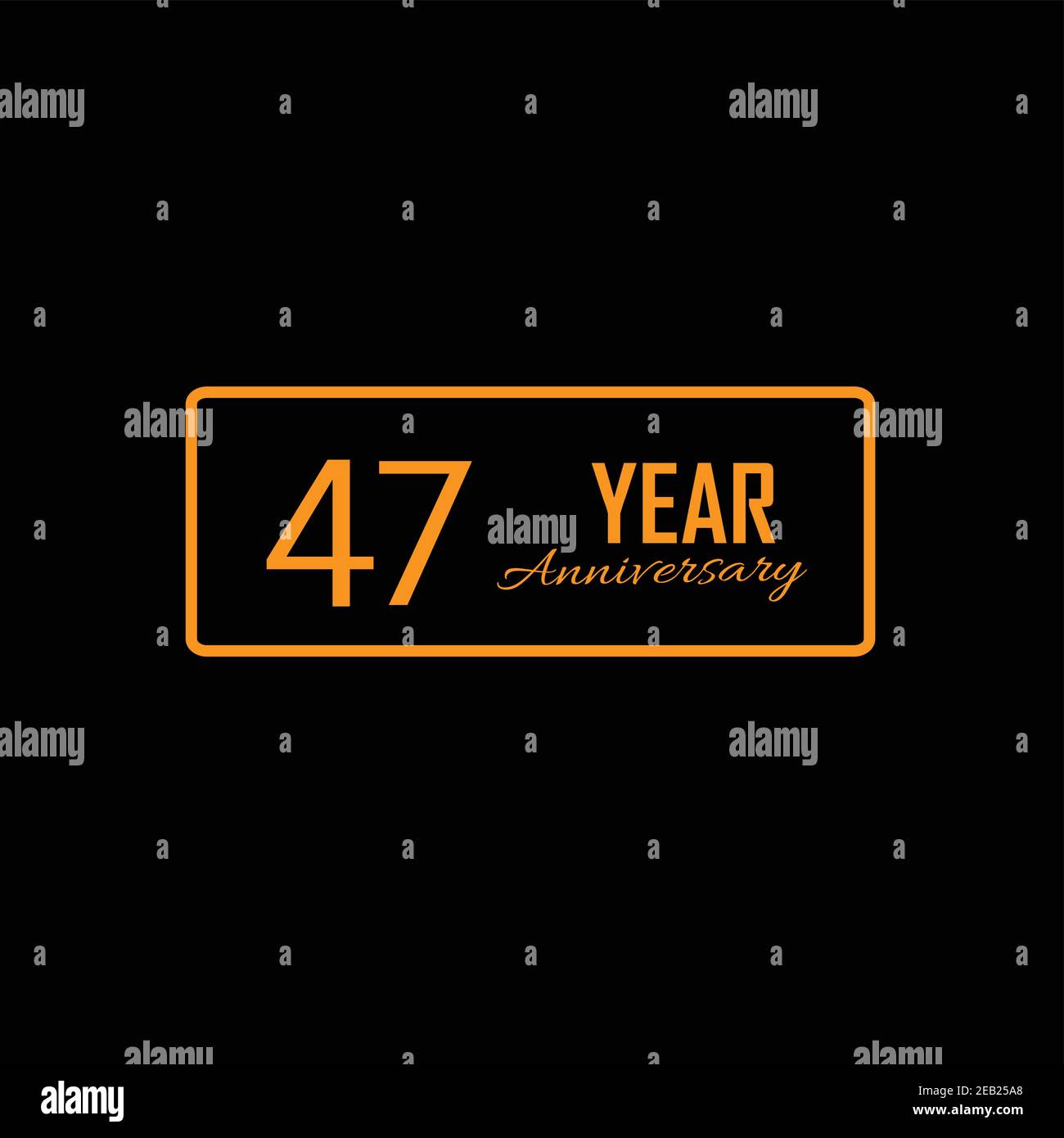47 Happy year anniversary lettering text banner, black color. Vector ...