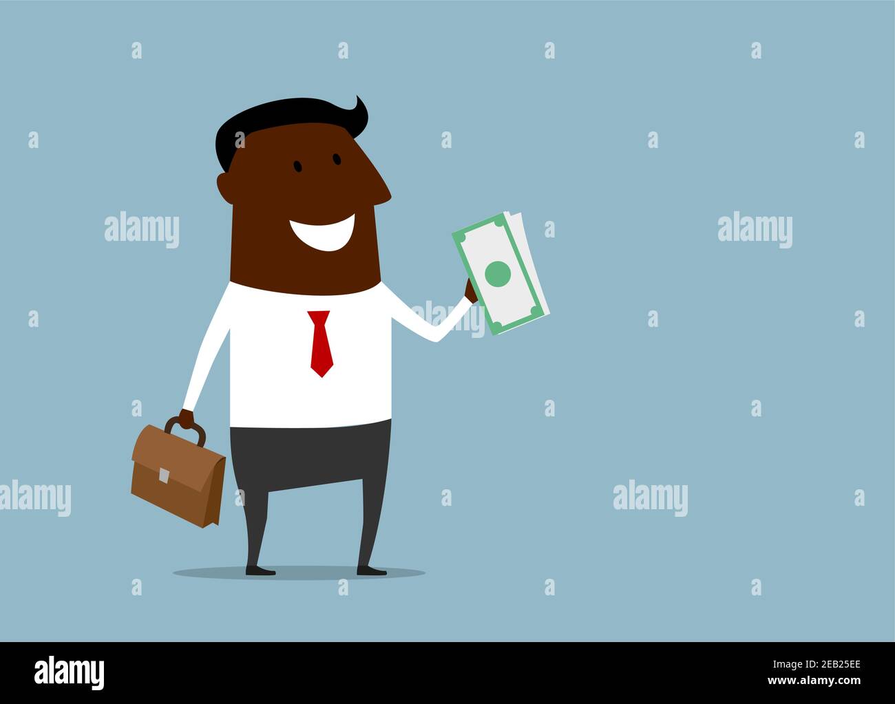 Successful african american businessman with a handful of money smiling ...