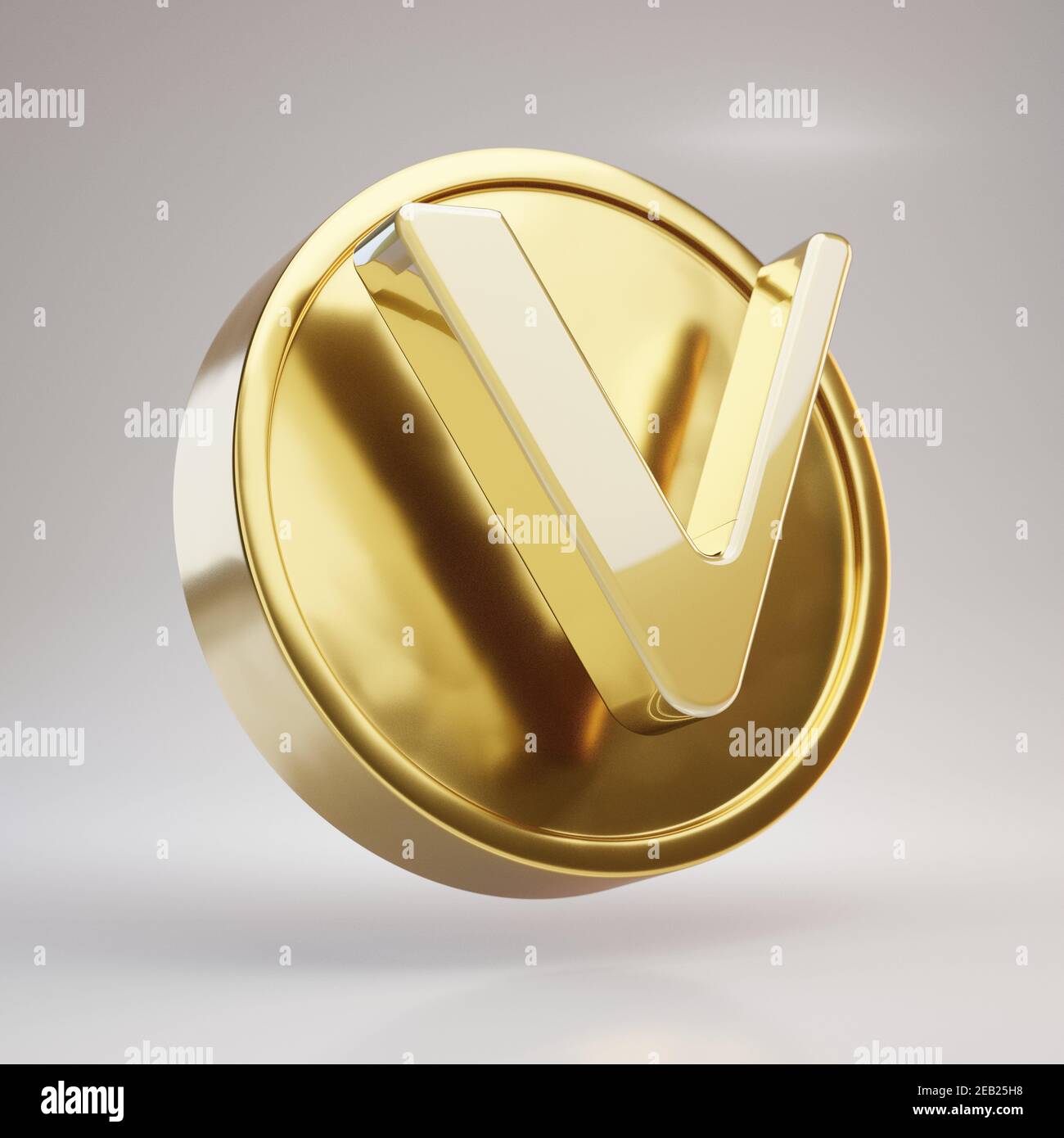 VeChain cryptocurrency coin. Gold 3d rendered coin isolated on white ...