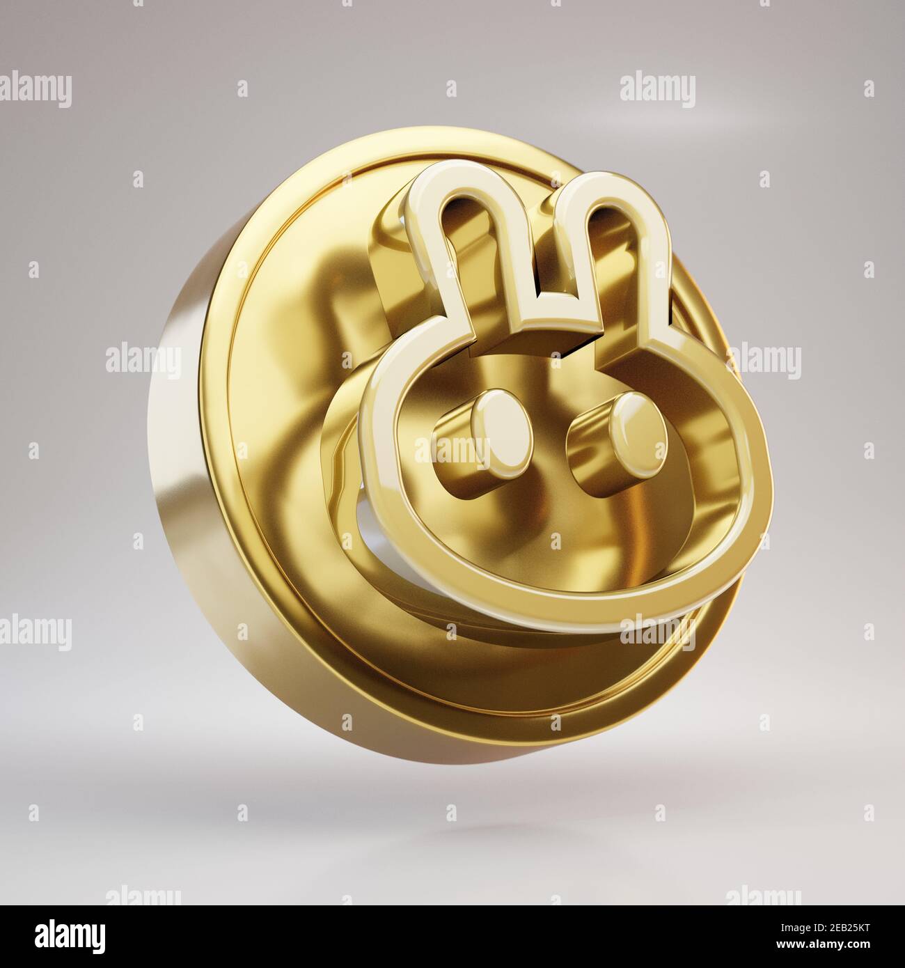 PancakeSwap cryptocurrency coin. Gold 3d rendered coin isolated on ...