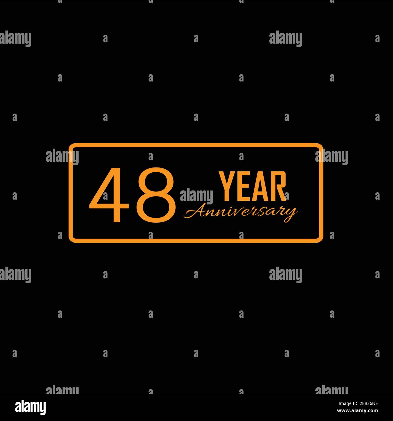 48 Happy year anniversary lettering text banner, black color. Vector ...