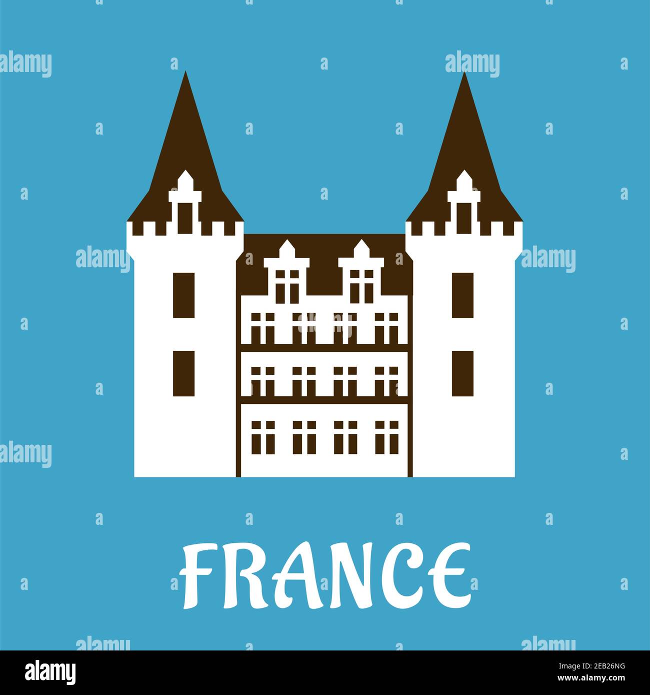 Renaissance castle in France with light color facade and pointed ...