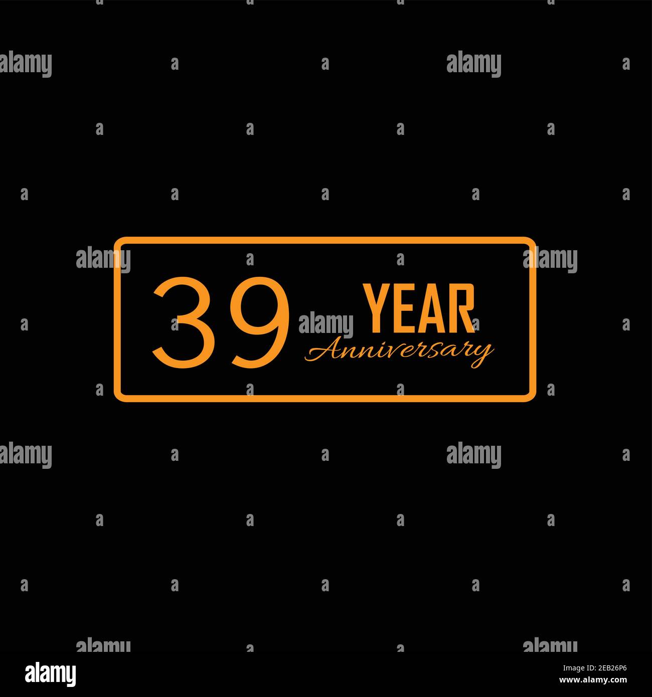 39 Happy year anniversary lettering text banner, black color. Vector ...