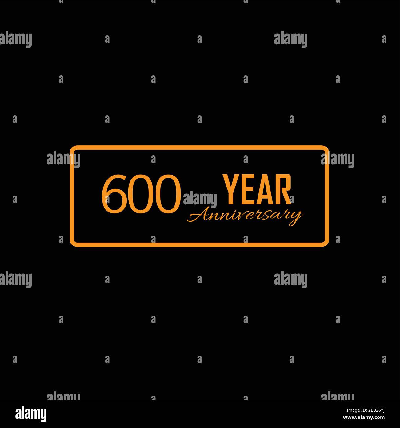 600 Happy year anniversary lettering text banner, black color. Vector ...