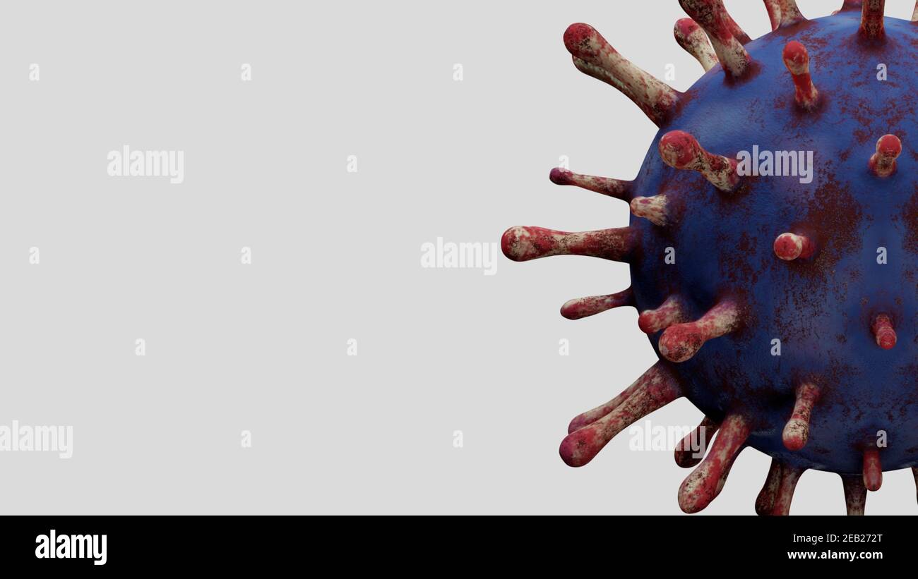 3D illustration flu coronavirus floating in fluid microscopic view, a ...